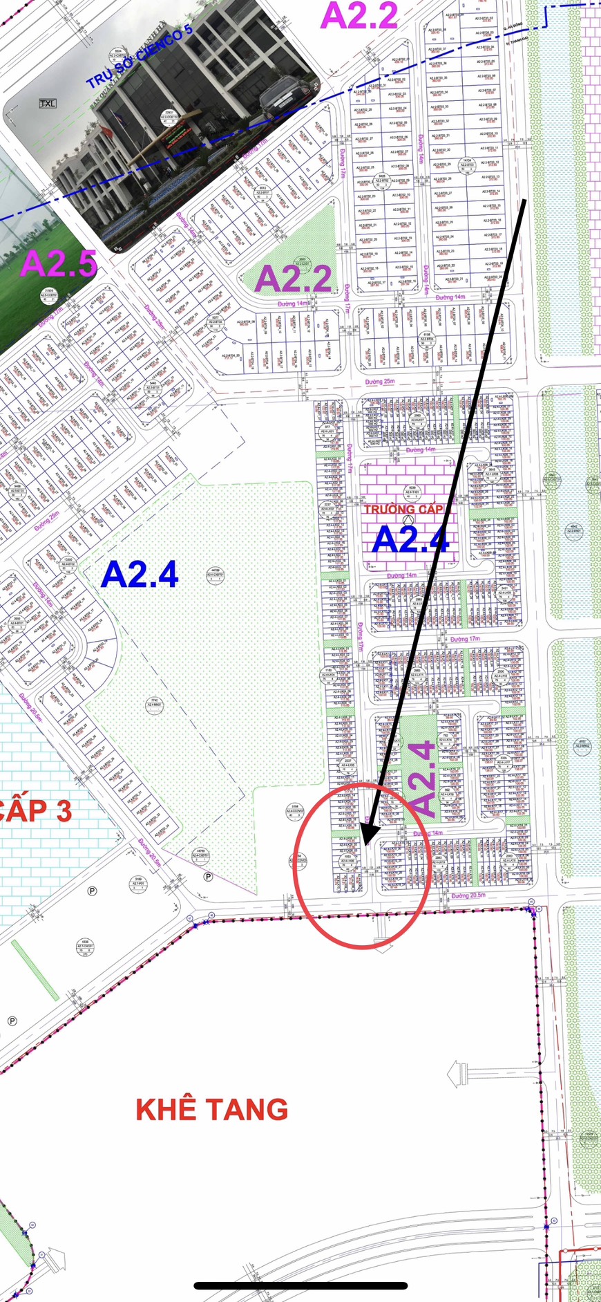 Bán LK A2.4-LK6-02 hướng Đông, đường 14m, gần đường trục 20,5m ngã ba KD, dt 117,5m2 cực rộng, 2 ...